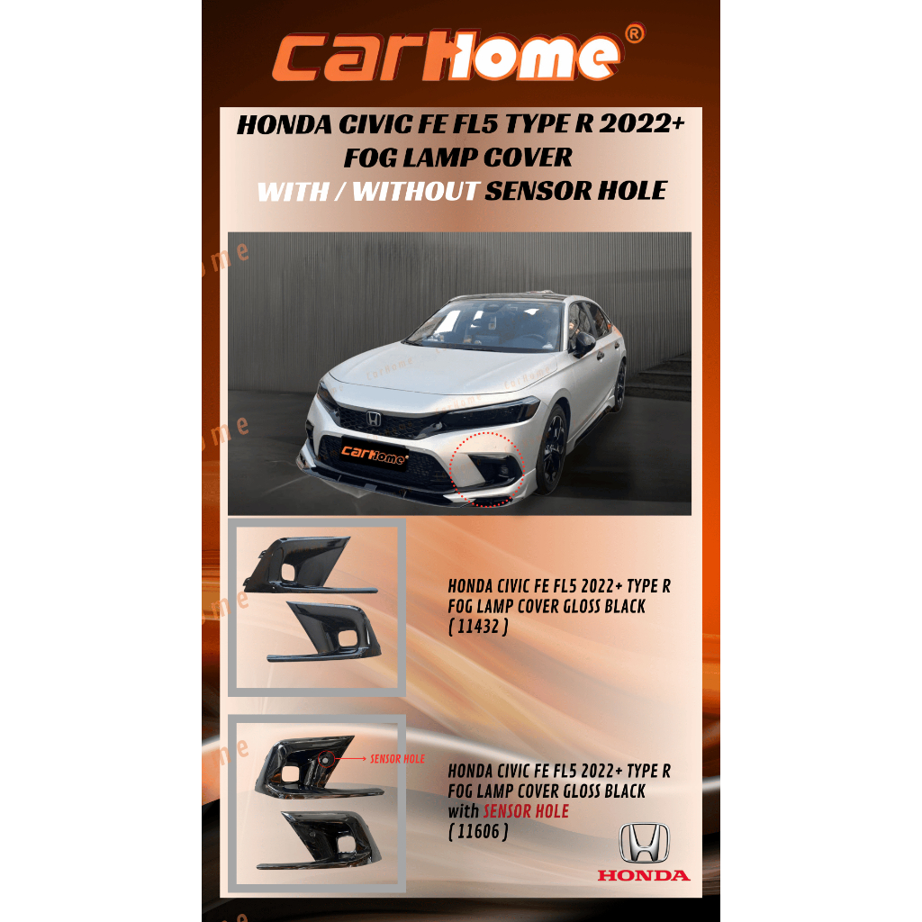 HONDA CIVIC FE FL5 TYPE R 2022 2023 FOG LAMPS COVER WITH / WITHOUT ...