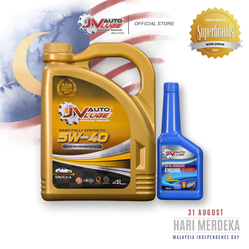 JV Auto Lube Set Engine Oil 5W-40 Fully Synthetic 10,000km(4L) + Engine ...