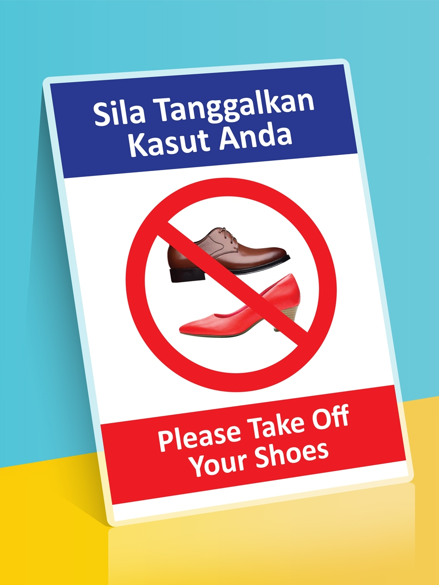 TAKE OFF SHOES SIGNAGE | Poster Sila Tanggalkan Kasut A4/A3 Size ...
