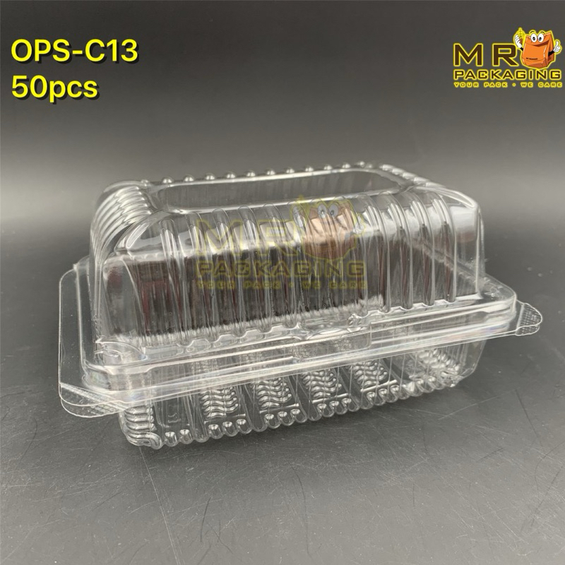 Benxon OPS-C13 GO-13 Plastic Tray with Lock [ 50pcs± ] Bakery Disposable Plastic Clear Food Box ...