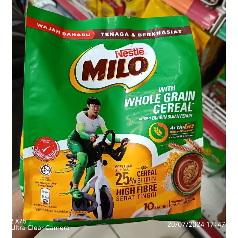 MILO MINUMAN MALT COKLAT BERKHASIAT WITH WHOLE GRAIN CEREAL 10 SACHET x ...