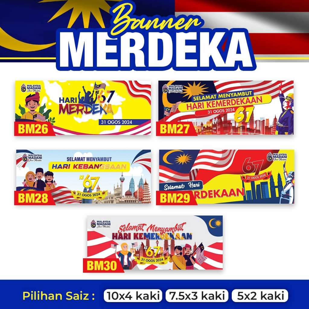 Banner Merdeka / Banner Hari Kebangsaan / Banner Hari Kemerdekaan 2024 ...