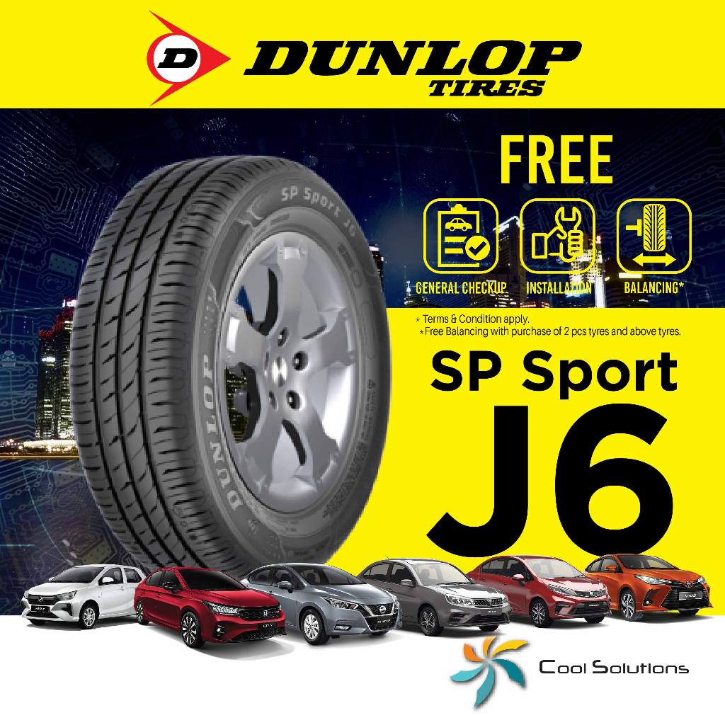 Dunlop SP Sport J6 Tire 12"-15" for Axia, Bezza, Saga, Persona Myvi ...