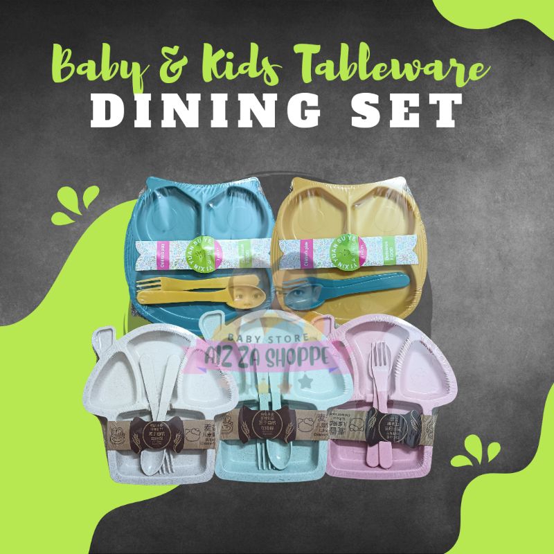 Baby Kids Tableware 3 in 1 Dining Set Plate Spoon Fork | Shopee Malaysia