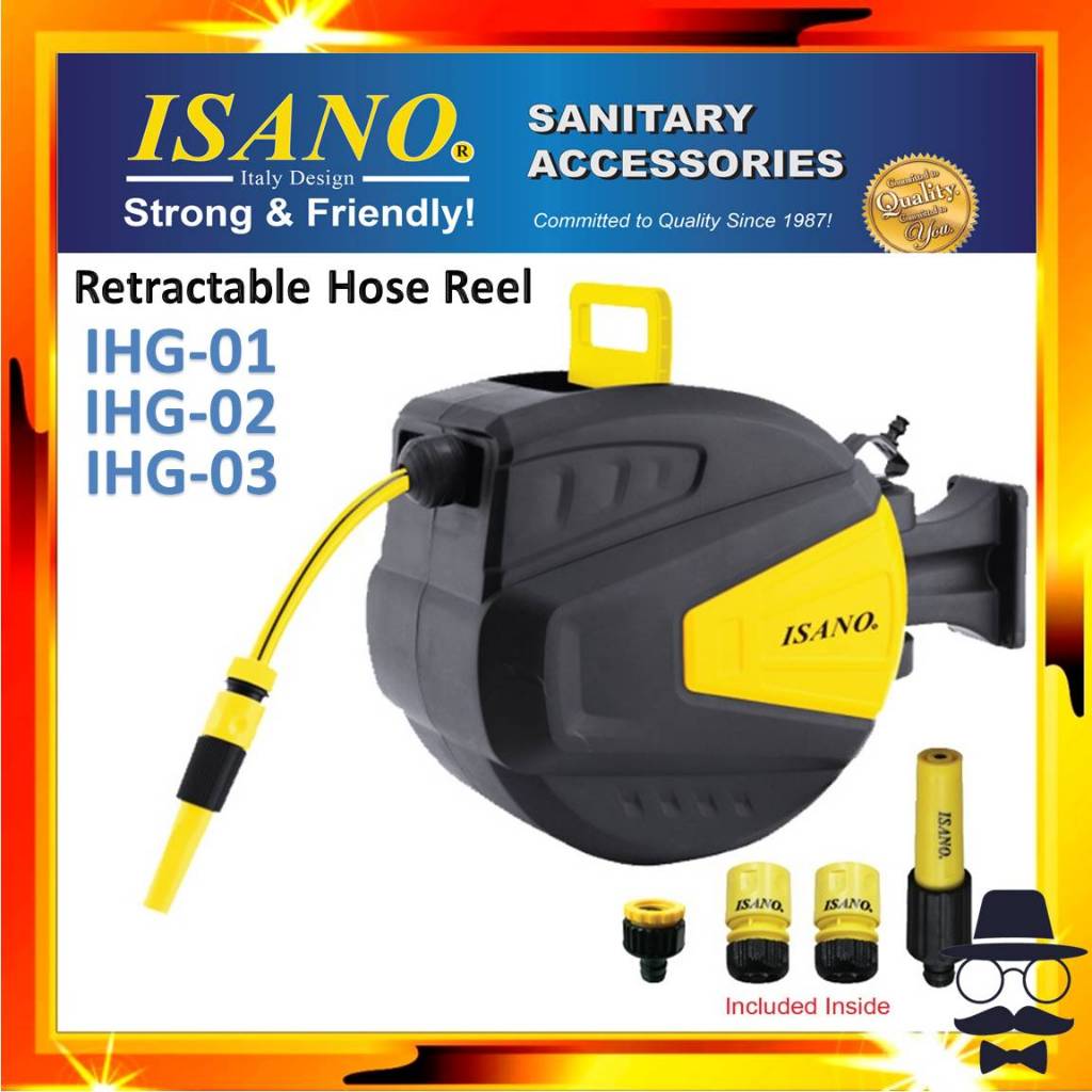 Isano 10m 20m wall Mounted Automatic Reel Retractable / Water Hose Reel ...