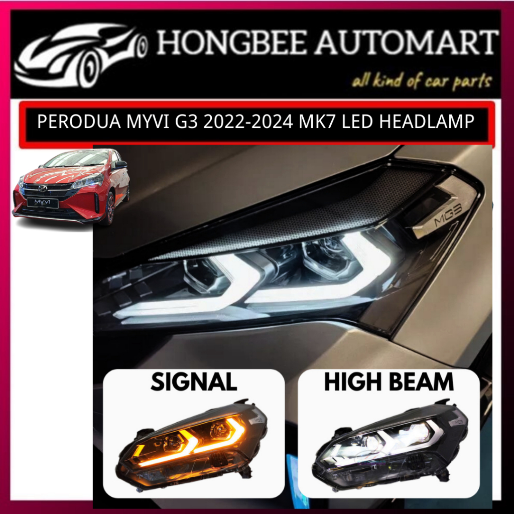 PERODUA MYVI G3 2022-2024 FACELIFT MK7 DESIGN LED HEADLAMP DOUBLE ...