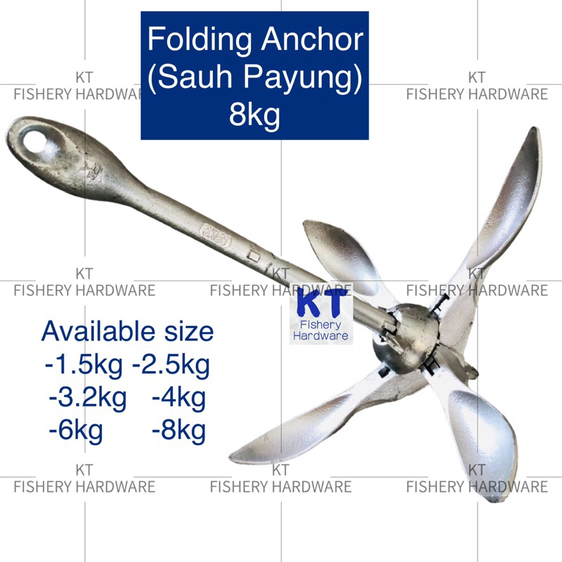 Folding Anchor 8kg Galvanized Umbrella Anchor (Sauh Payung) Sauh Bot ...