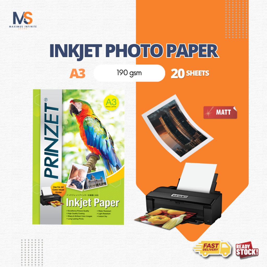[MATT] A3 190gsm / 20 sheets / PRINZET Photo Professional MATT Inkjet ...