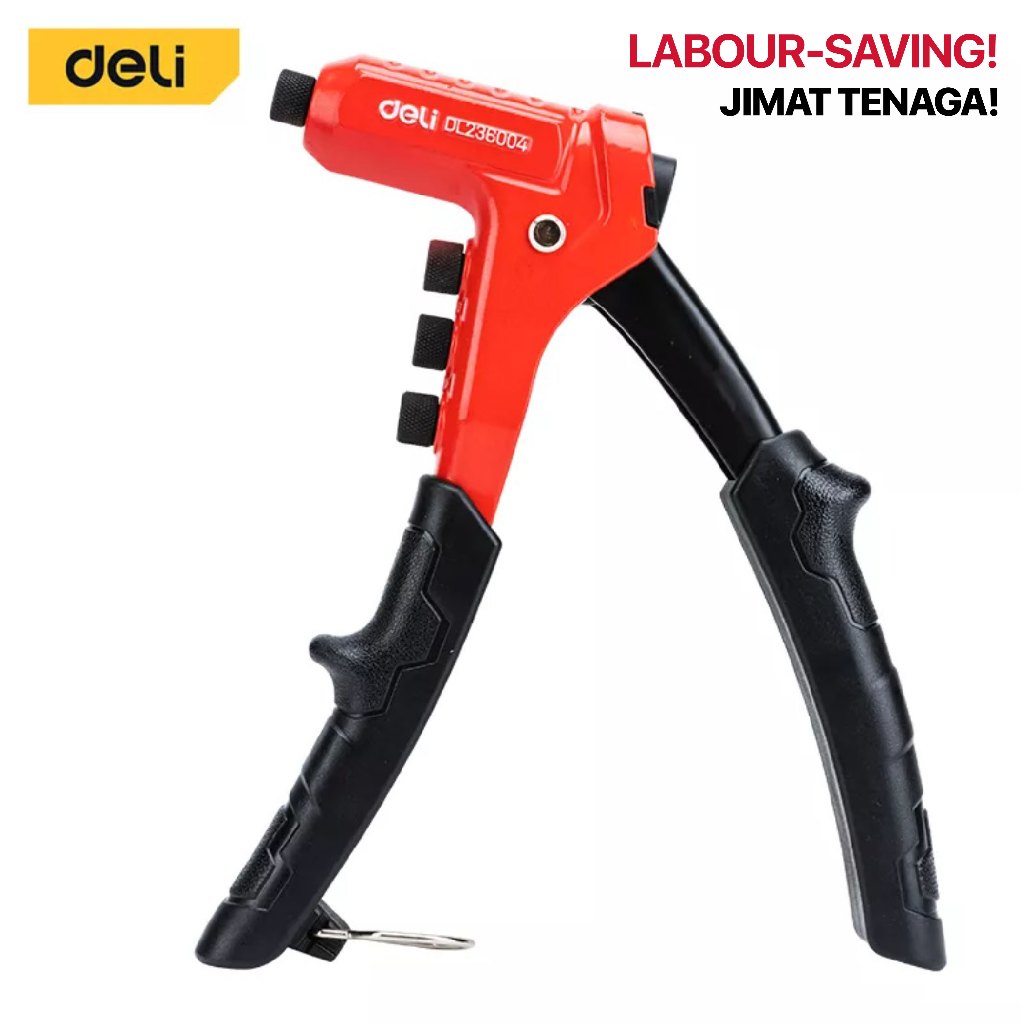 DELI DL236004 Labour-saving Hand Riveter 8" Rivet Nails Tools Set Alat ...