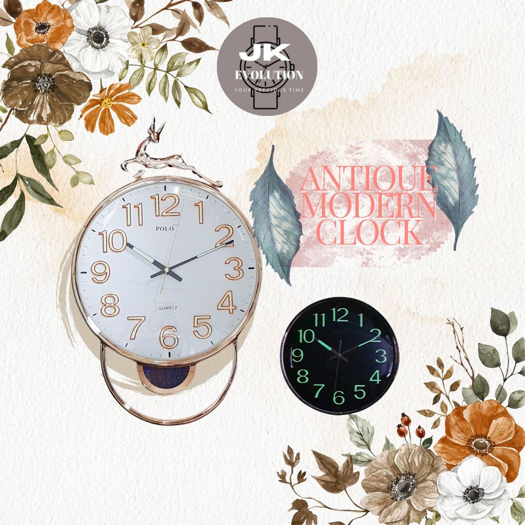 POLO PLUS 9255-1 Pendulum Swing Modern Wall Clock Silent Sweep Analog ...