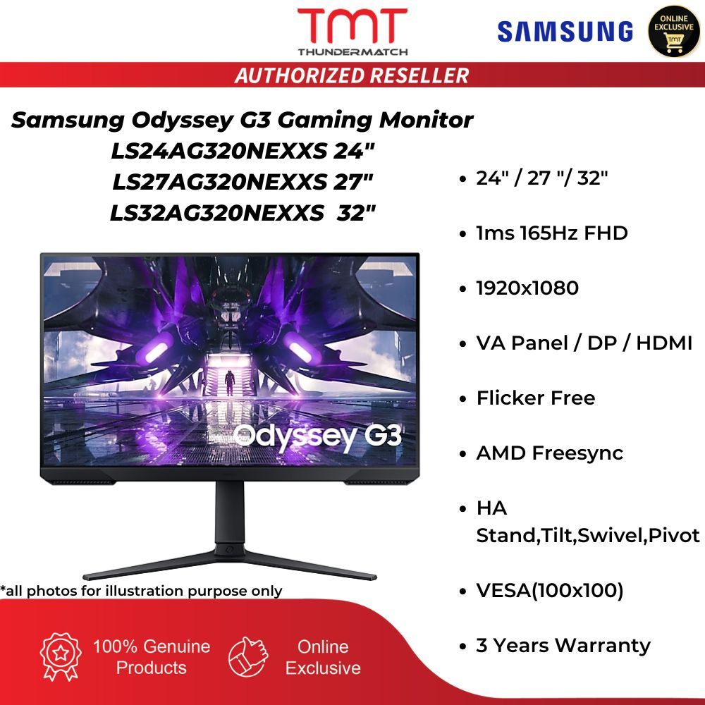 Samsung Odyssey G3 Gaming Monitor | LS24AG320NEXXS 24" / LS27AG320NEXXS ...