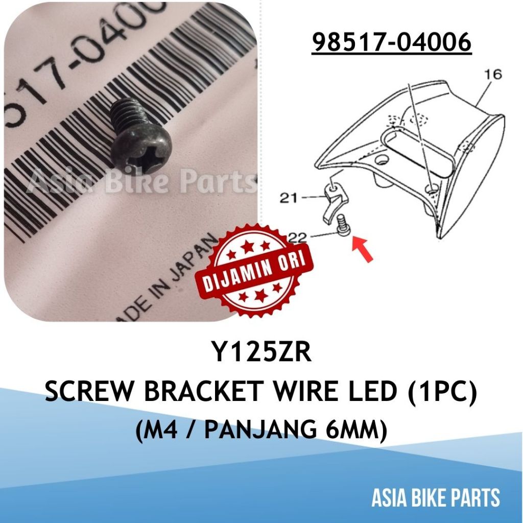 Yamaha Original Y125ZR Screw Ikat Holder Wayar LED bawah Spoiler ...