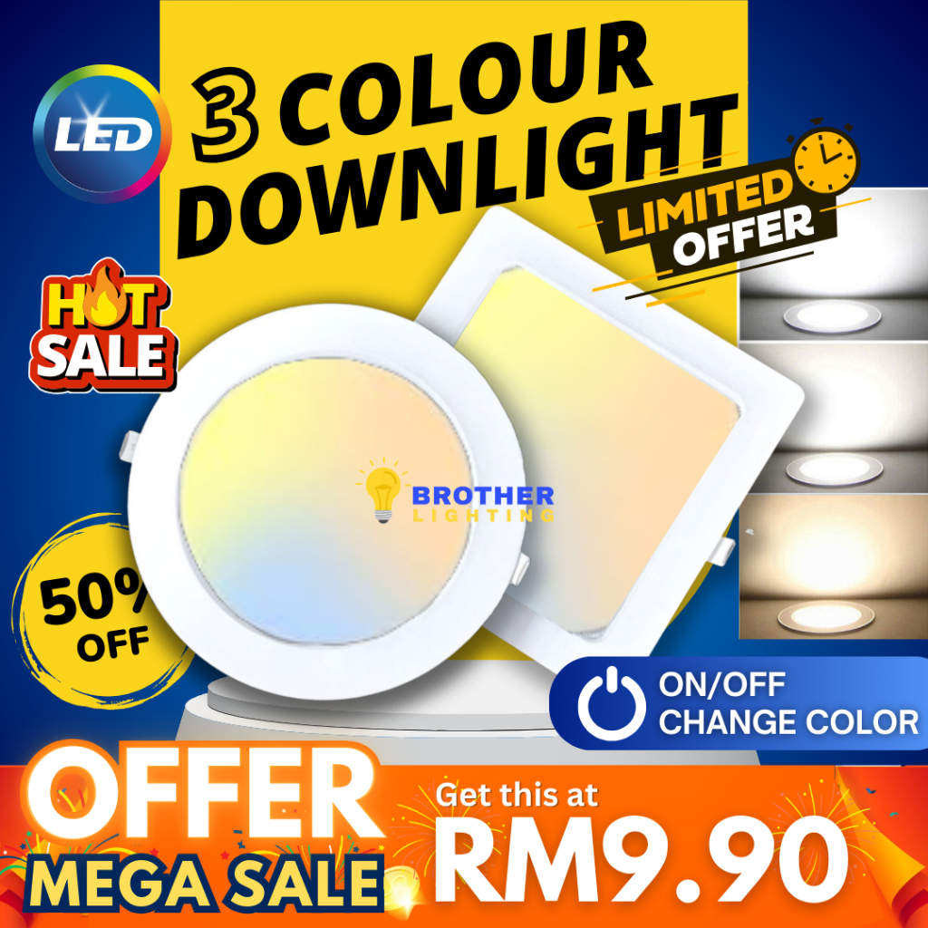3 in 1 Colour LED Downlight Round 12W 18W 4" 6'' Recessed Downlight ...