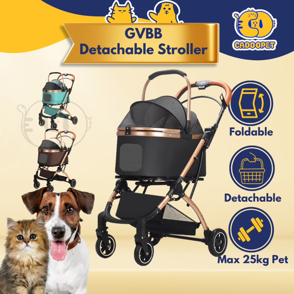 GVBB Pet Stroller Trolley for Cats and Dogs Foldable 4 Wheel Bello Pet ...