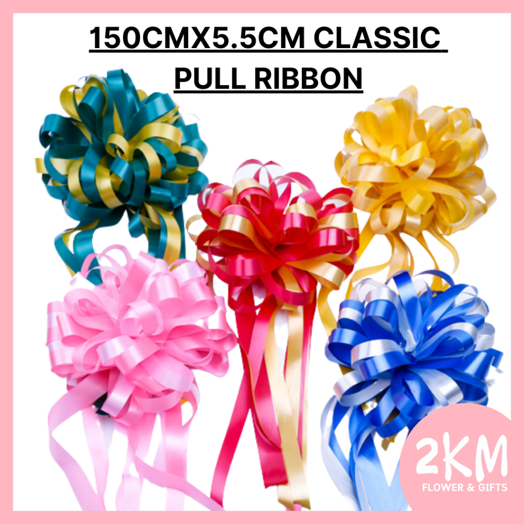 (5PCS) 150CMX5.5CM CLASSIC PULL Ribbon Reben Riben Gift Organza Flower ...