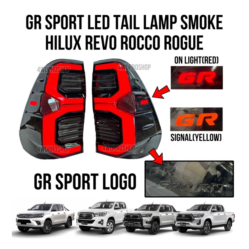 Toyota Hilux Revo Rocco Rogue GR Tail Lamp RUNNING LED Smoke V9 Revo ...