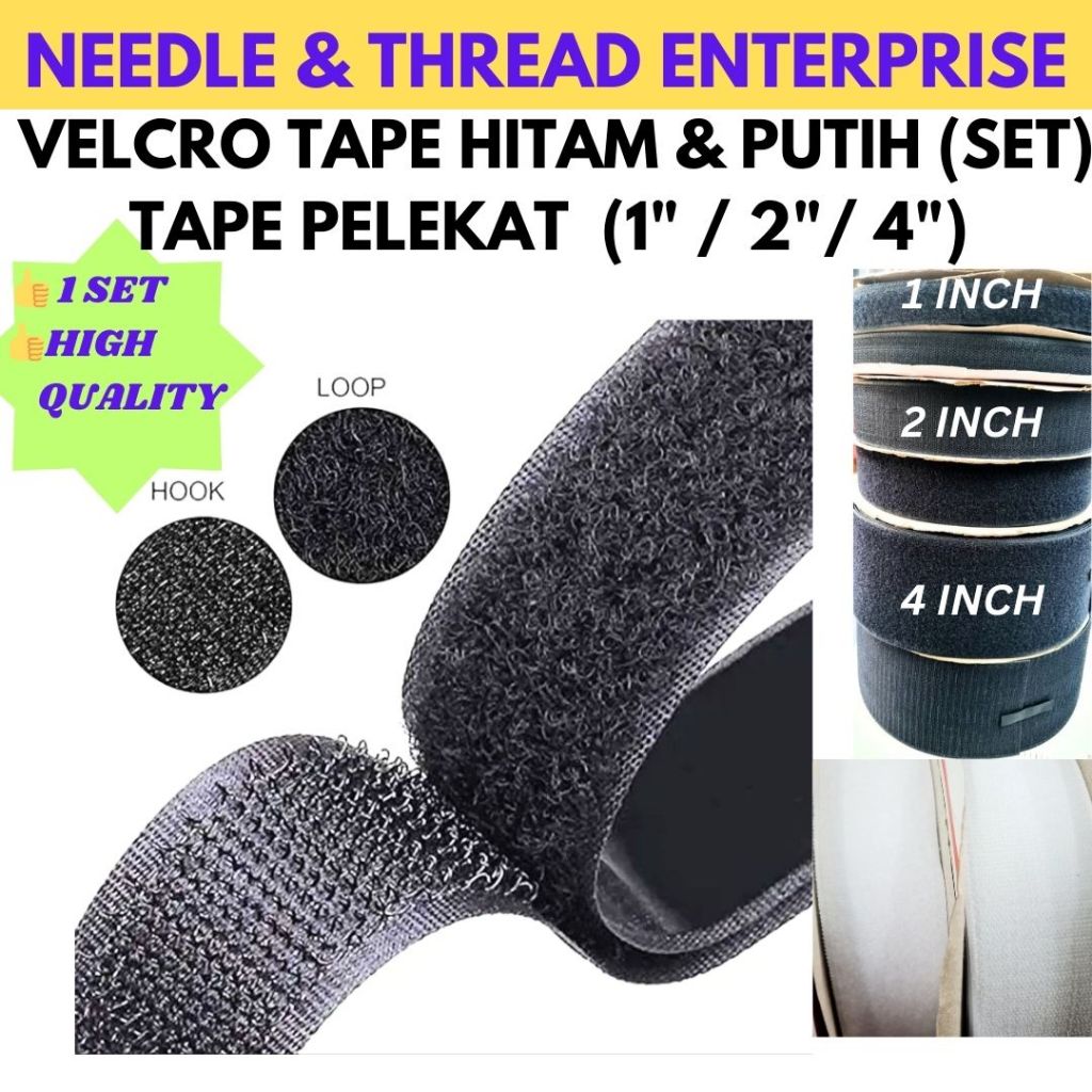 VELCRO TAPE HITAM & PUTIH (SET) / MAGIC TAPE / HOOK & LOOP MAGIC TAPE ...
