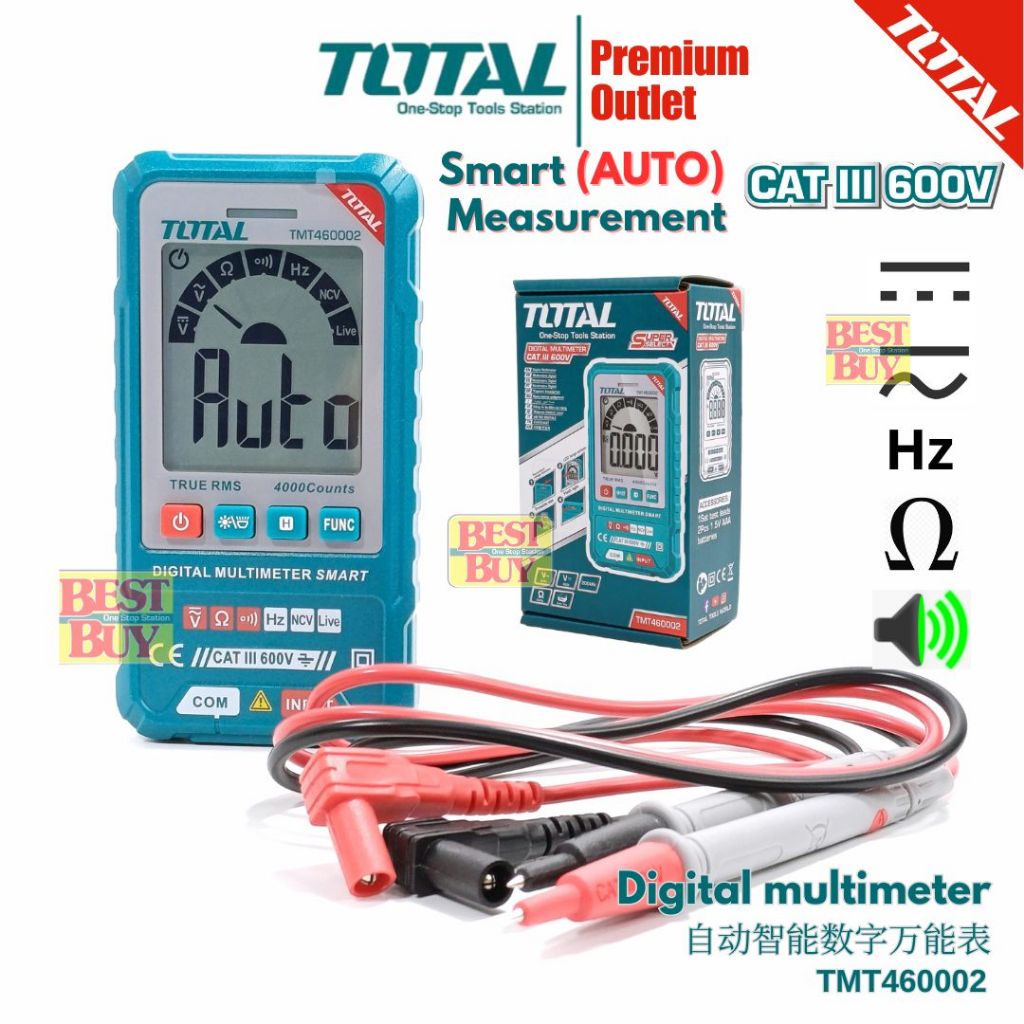 TOTAL Tools Smart (AUTO) Digital multimeter 600V 4000 counts 自动智能数字万能表 ...