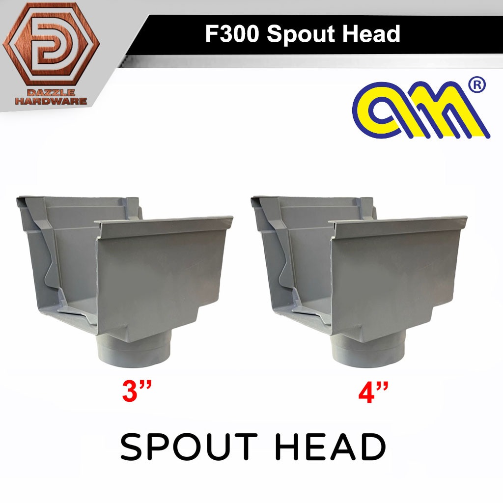 F300 Spout head 3" / 4" with fin connection pvc gutter spout head gutter water outlet palung air ...