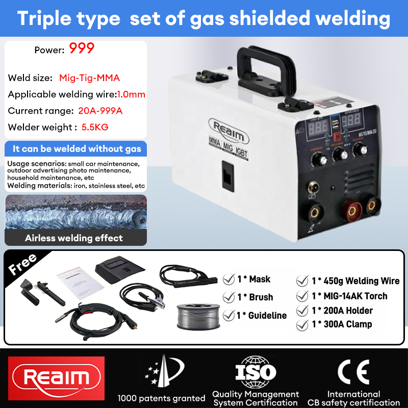 🔥MIG-999/250 MIG Welding Machine Set Gasless MIG/MMA/TIG 3in1 Inverter IGBT Welder Walding mesin ...