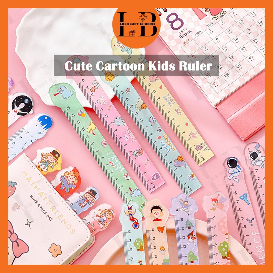 15cm Cute Cartoon Kids Ruler Plastic Ruler Student Ruler Pembaris Lukis ...