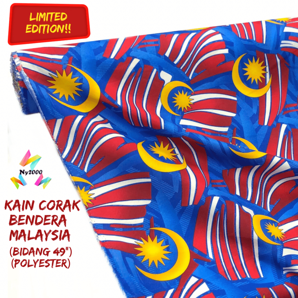(Kain Polyester) Kain Warna Plain & Jalur Merah Bendera Malaysia ...