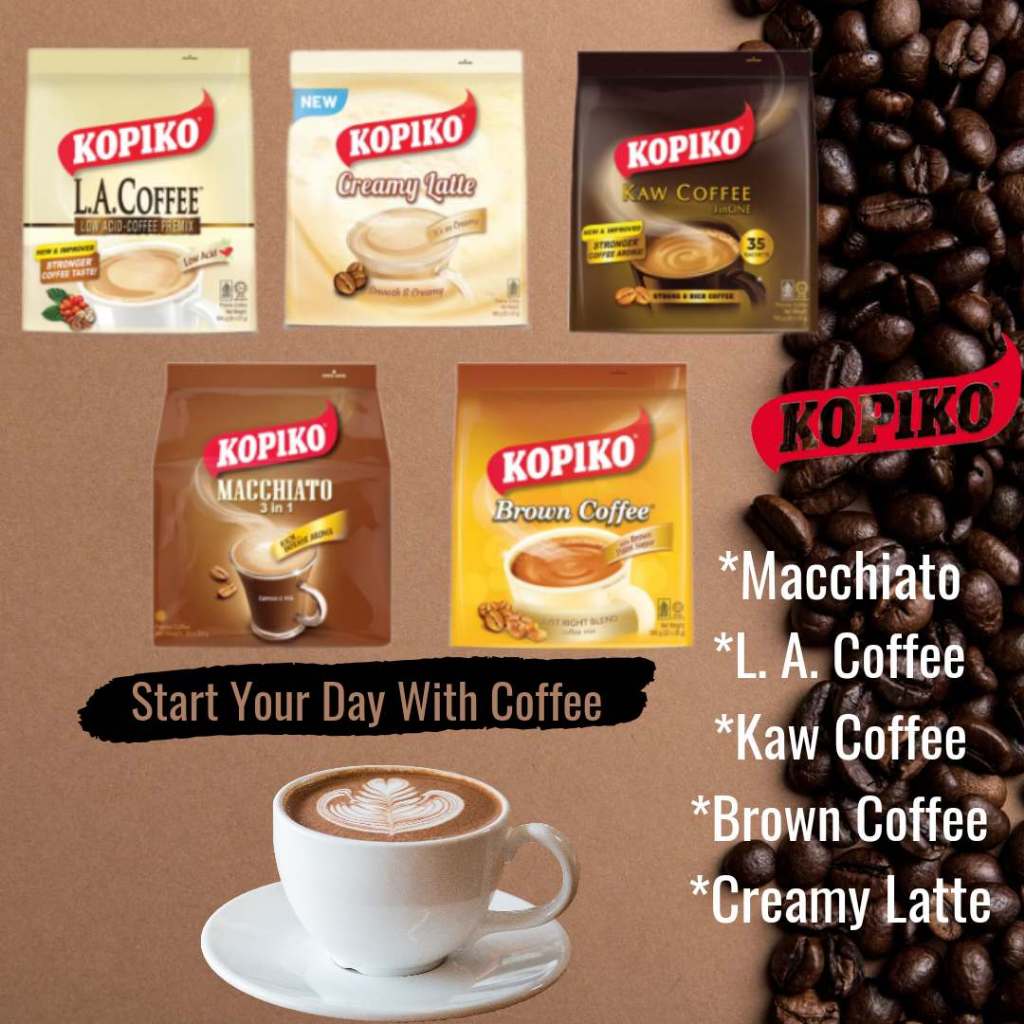 Coffee Kopi Instant Kopiko 3 In 1 Cappucino Macchiato LA Kaw Brown Creamy | Shopee Malaysia