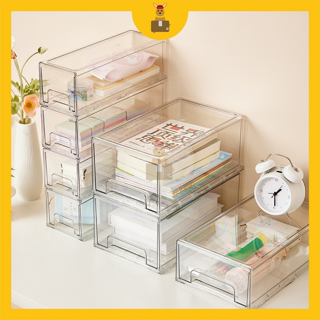 Large Acrylic Transparent Drawer Stackable Hostel Organizer Table ...