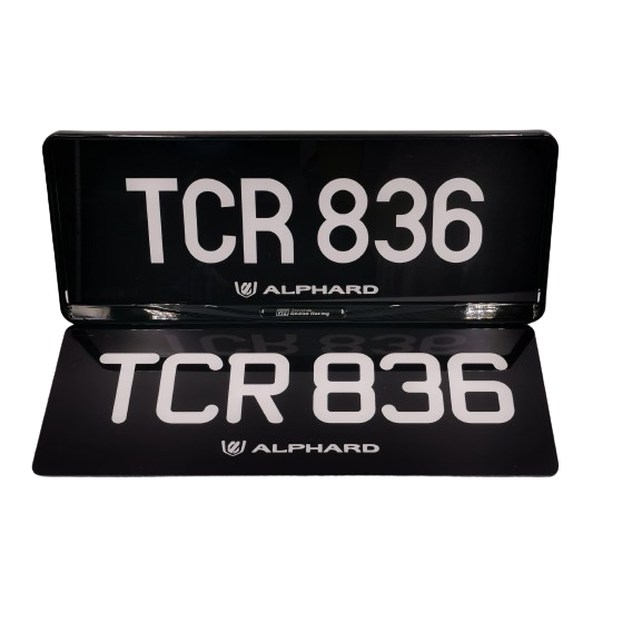 Premium 2D car number plate with Gloss Black Chrome Casing Holder ...