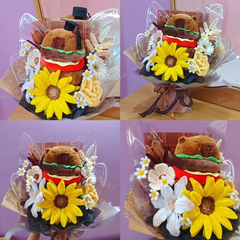 Chenille stem pipe cleaner capybara graduation birthday bouquet ...