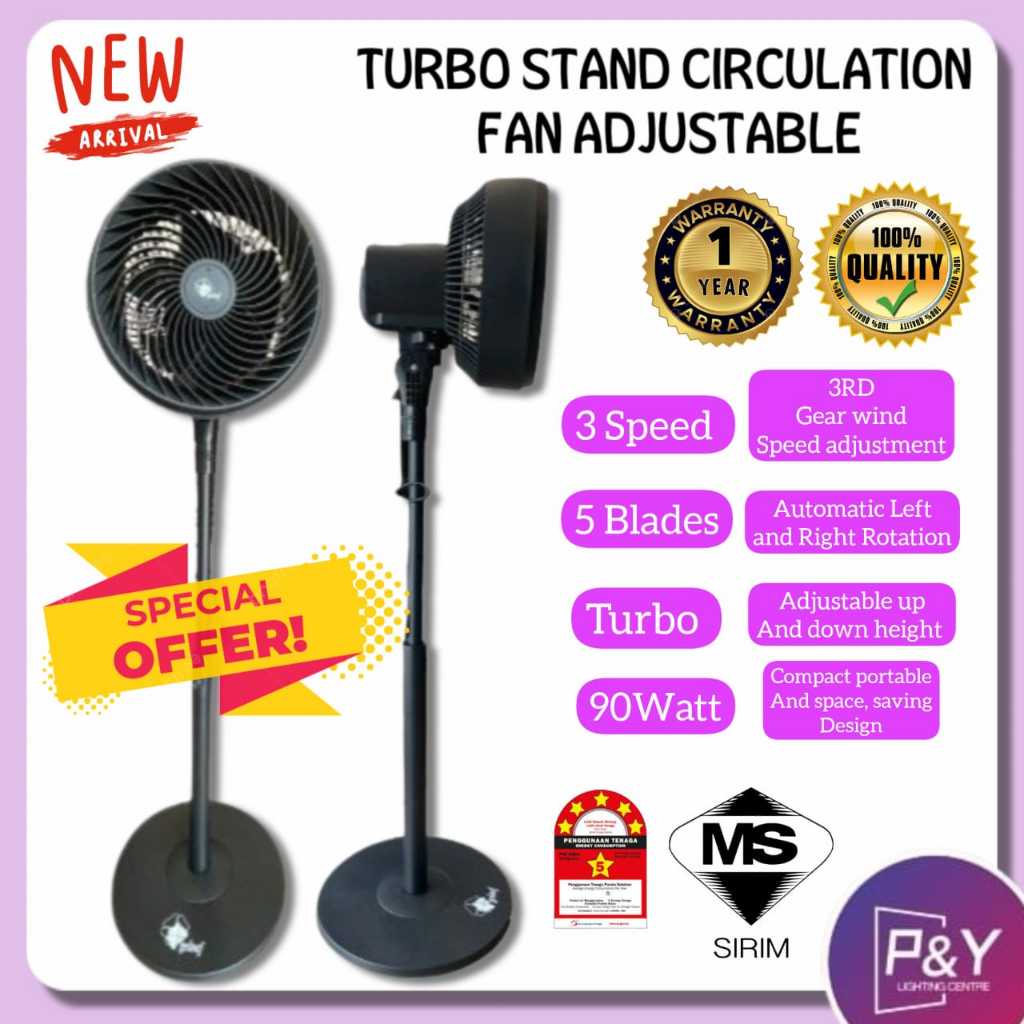 TURBO STAND FAN 10 '' Adjustable Stand fan /Table fan/Kipas meja/Kipas ...