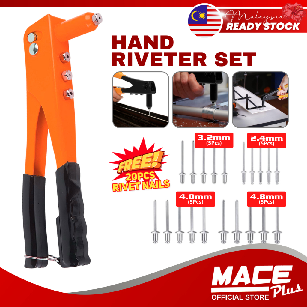 4 in 1 2.4mm 3.2mm 4.0mm 4.8mm Hand Riveter Set Rivet Gun with Rivets ...