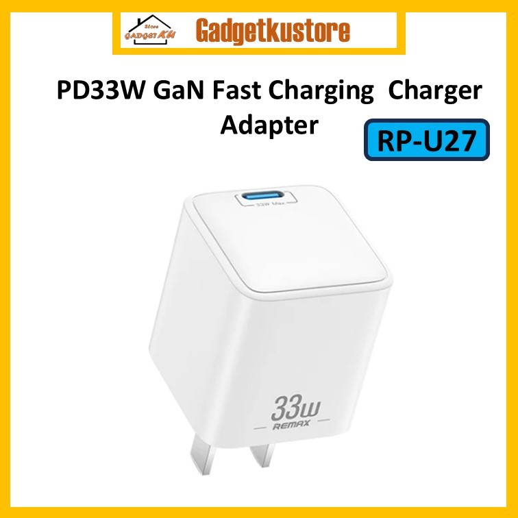[CLEARANCE] REMAX RP-U27 PD 33W GaN Fast Charger Adapter Single Series ...