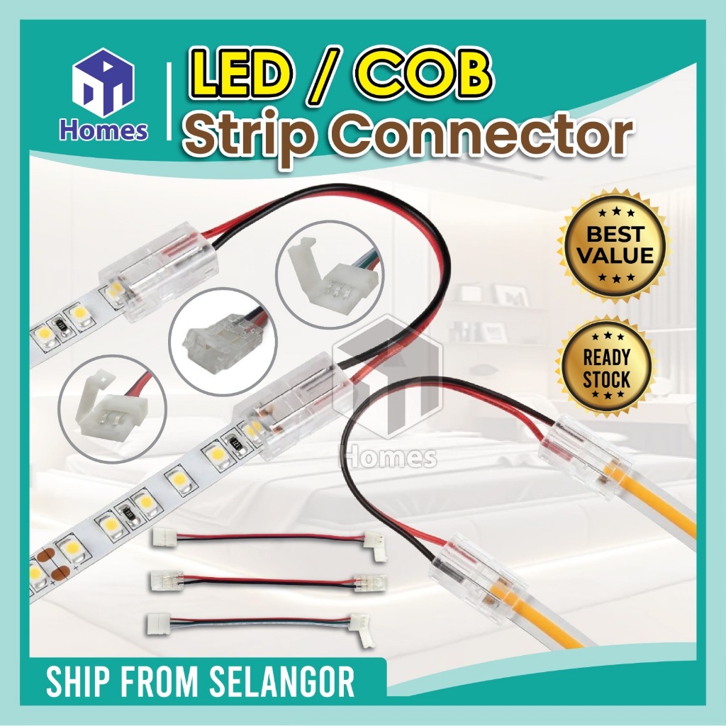 COB LED Strip Light 8mm 2pin/3pin LED Strip Joint Connector Extension ...