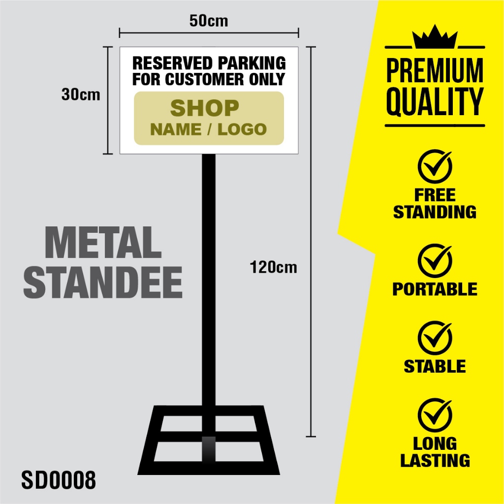 Metal Standee Sign (RESERVED PARKING with custom shop name and/or logo ...