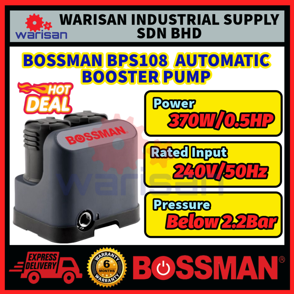 BOSSMAN BPS108 0.5HP Automatic Self-Priming Booster Pump 370W | Shopee ...