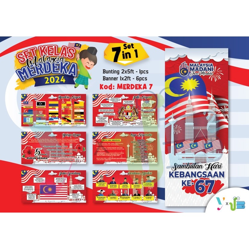 BANNER SET KECERIAAN INFO DAN KENALI MALAYSIA (BENDERA, JATA, BUNGA ...