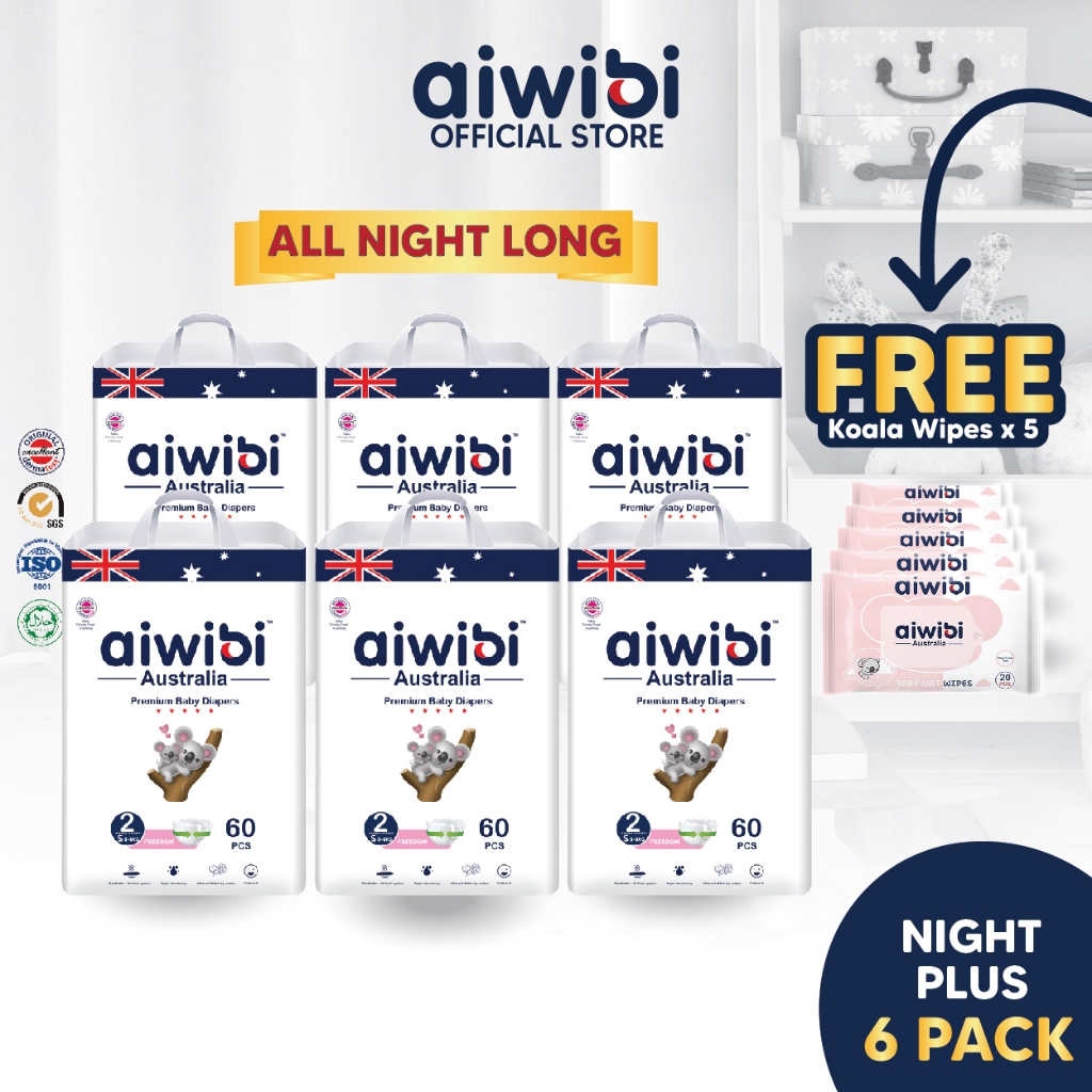 [JUMBO] Aiwibi Baby Night Plus Diapers Tape & Pants - S/M/L/XL/XXL (6 ...