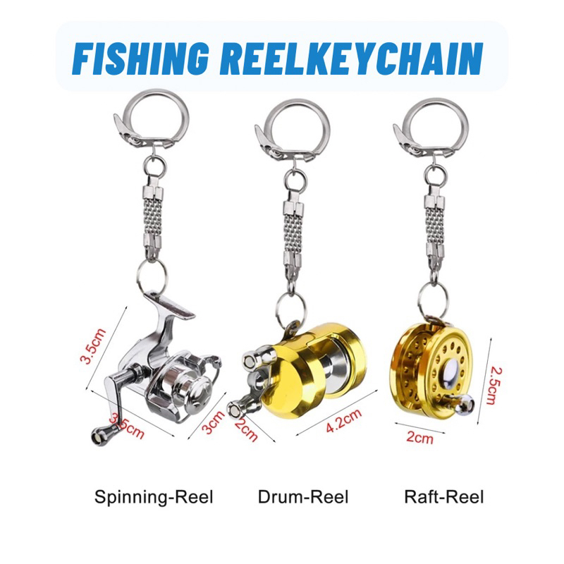 【KTE】 1Pcs Alloy Mini Fishing Reel Drum Pendant Keychain Key Wheel ...