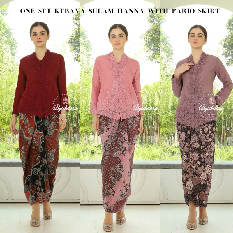 (ONE SET KEBAYA WITH PARIO SKIRT) Bycikdara Kebaya Sulam Hanna | WITH ...