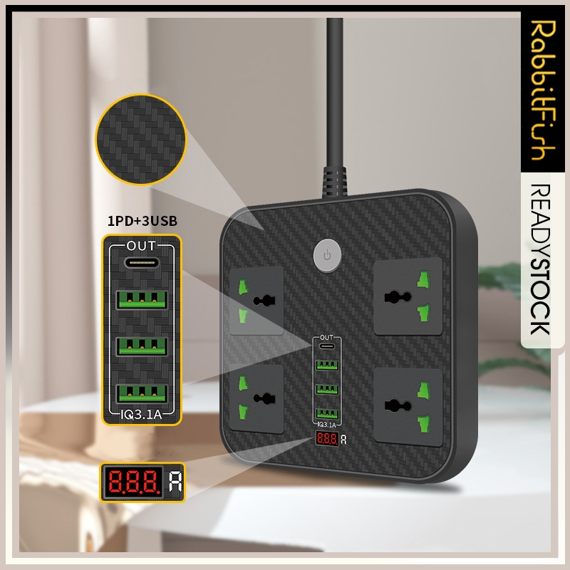 Smart USB Power Strip Socket Malaysia Plug Adapter 4AC/4Plug 3USB ...