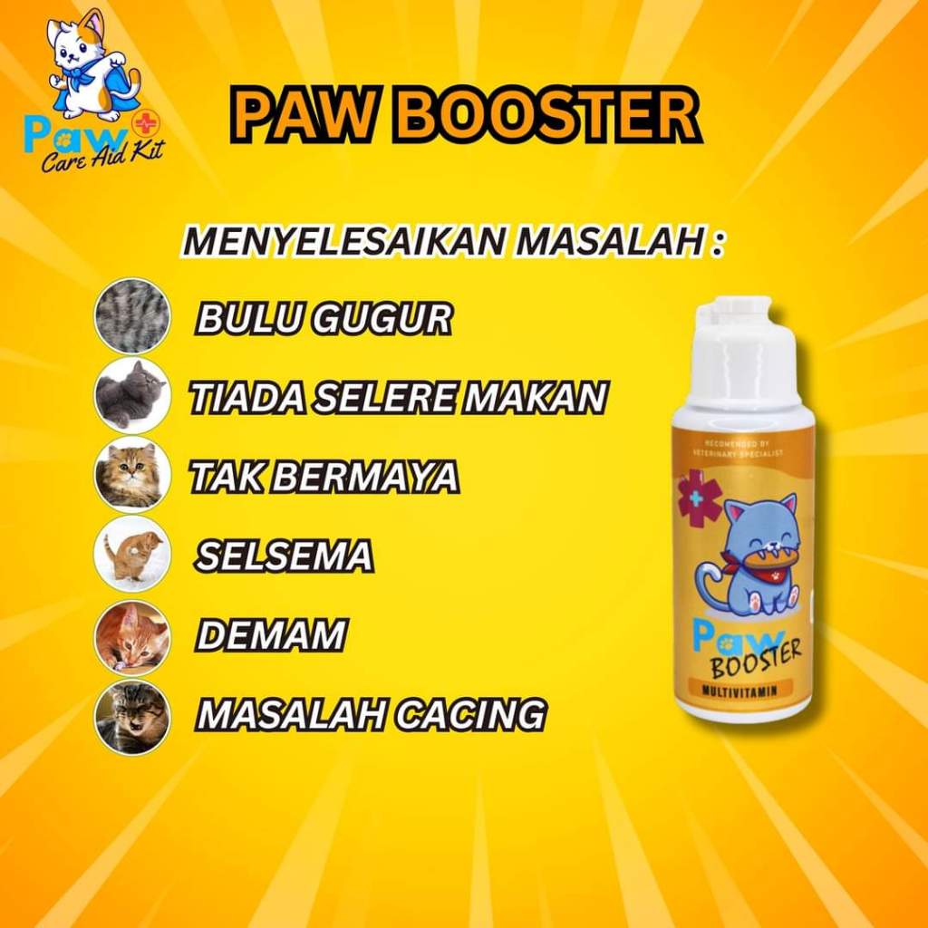 🔥ORIGINAL HQ🔥PAW BOOSTER (MULTI-VITAMIN) 50ML UNTUK KUCING SELSEMA ...