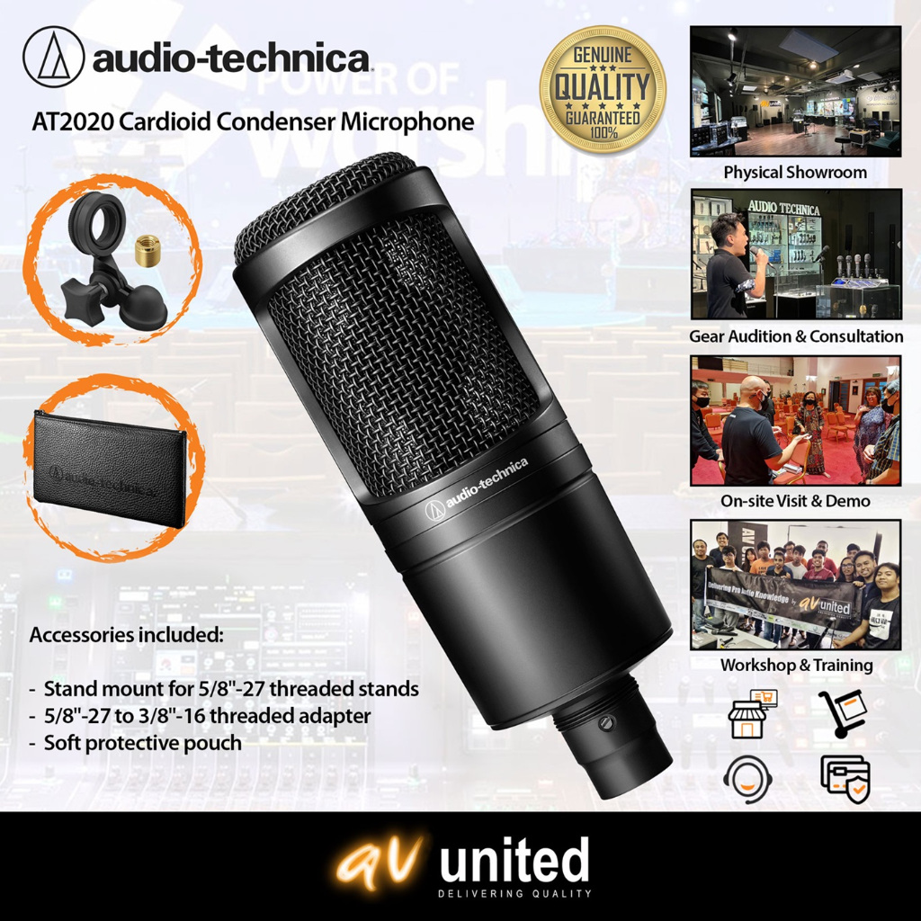 Audio Technica AT2020 Studio Condenser XLR Microphone 麦克风 (Content ...