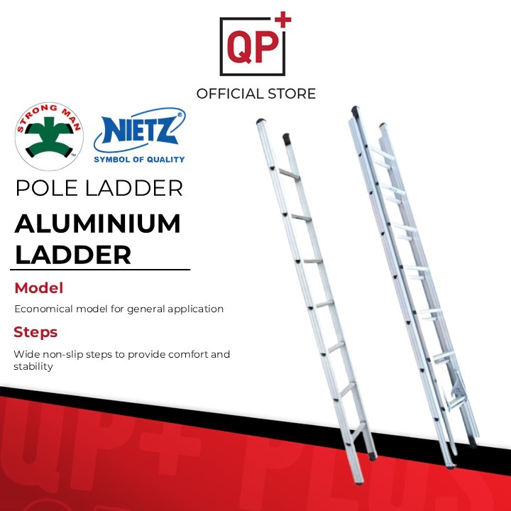 STRONGMAN ALUMINUM SINGLE/DOUBLE POLE LADDER HOME CONSTRUCTION USE ...