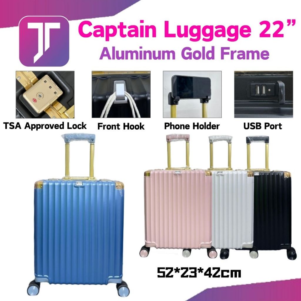 Jtarvel Captain Style Fashion Luggage Aluminum Gold Frame High Quality ...
