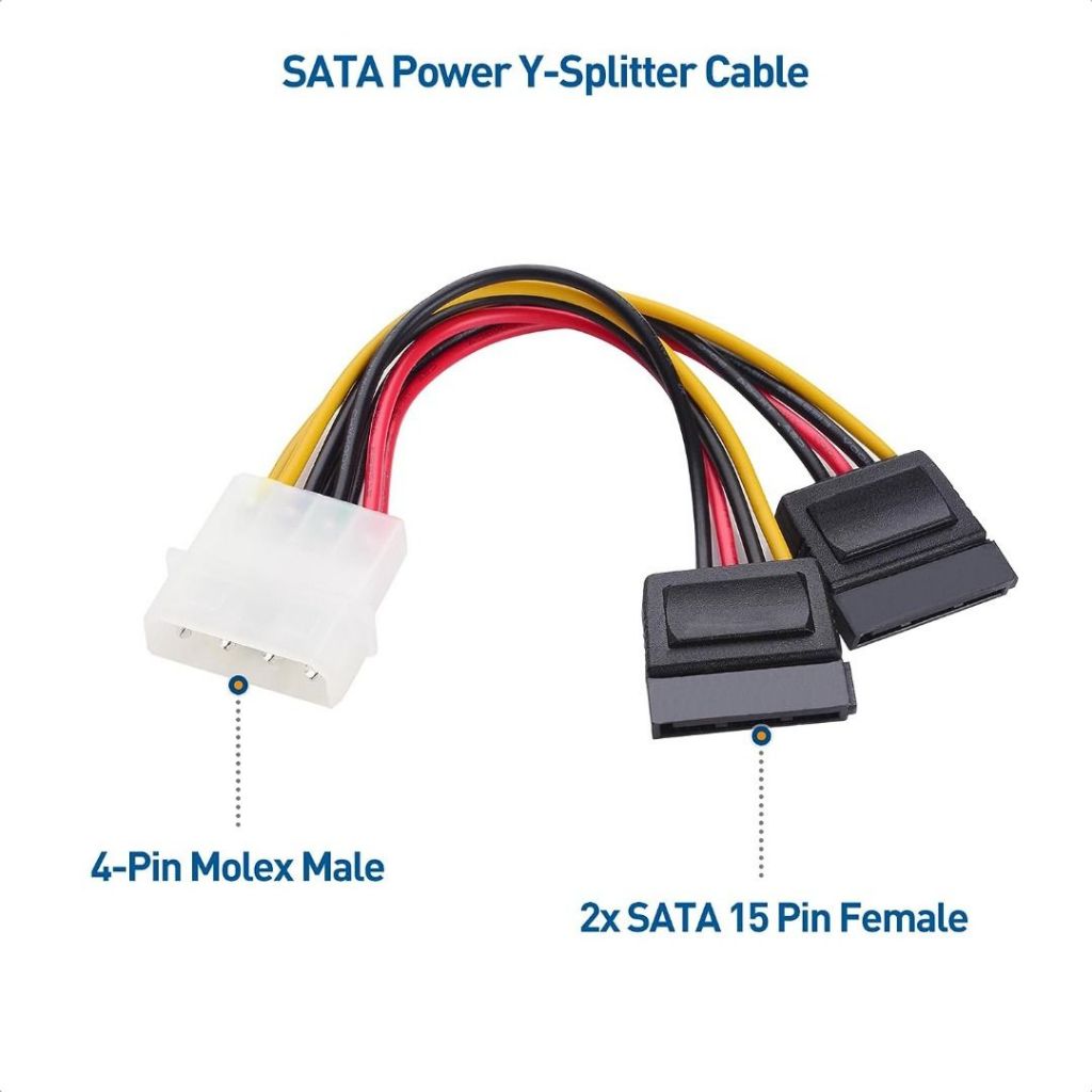 4 Pin Molex to Dual 15 Pin SATA SSD HDD Power Hard Drive Cable ...