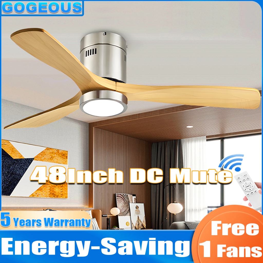 DLD Kipas Lampu Siling Nordic 42/48 Inch3 Bilah Tiga Warna Tanpa Bunyi ...