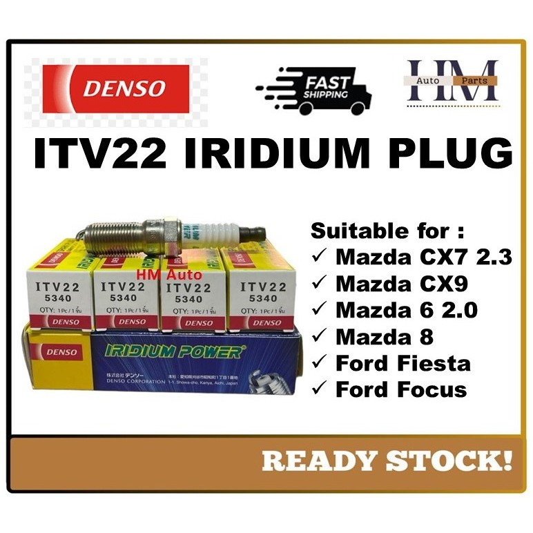ITV22 Denso Iridium Power Spark Plug Ford Fiesta Focus Mazda 6 / 8 / CX ...