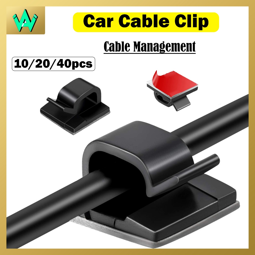 10/20/50PCS Car Cable Clips Self Adhesive Cord Management Black White ...