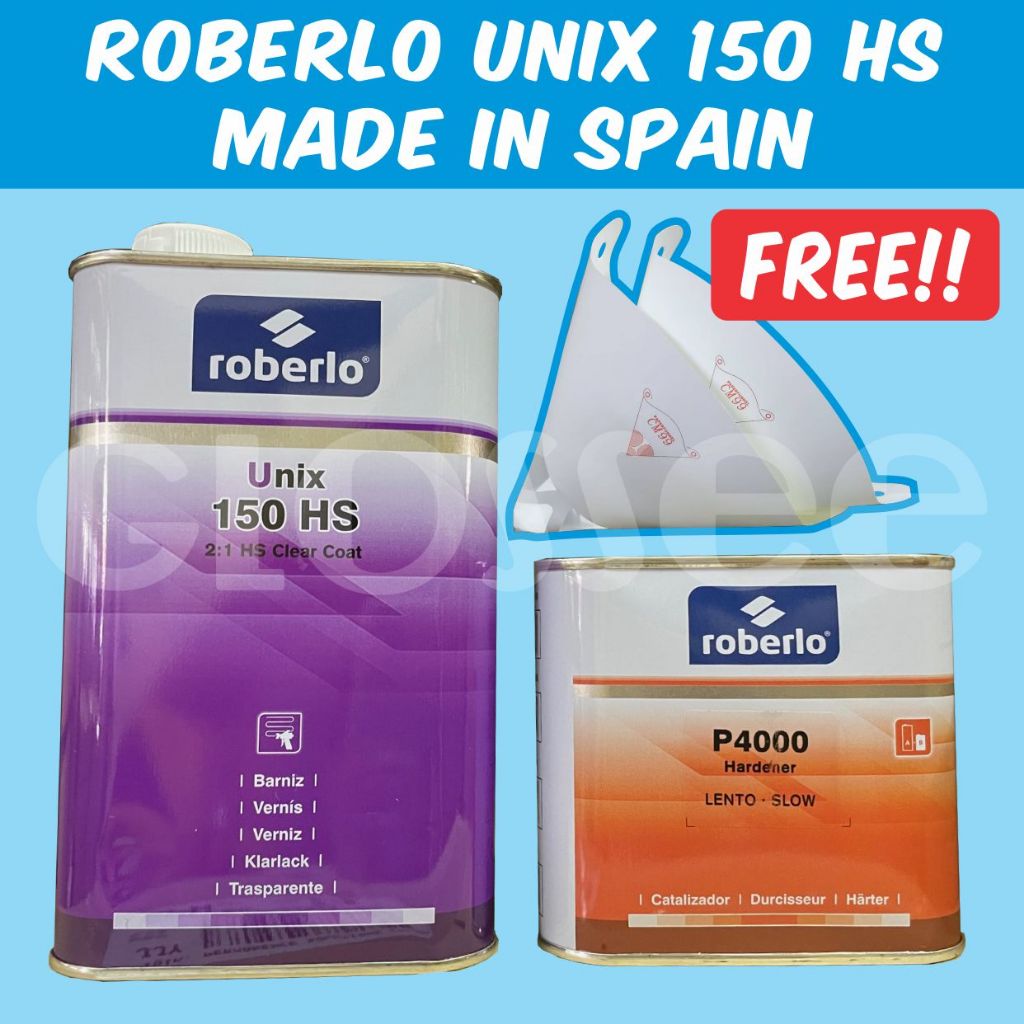 Roberlo Unix 150 HS 2:1 HS Clear Coat 1L P4000 Hardener 500ml Lacquer 汽车光油 | Shopee Malaysia